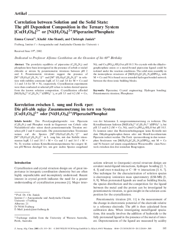 (PDF) Synthesis, Structure and Solution Chemistry of (5, 5′‐Dimethyl‐2 ...