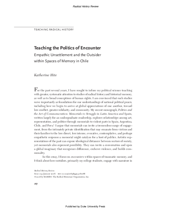 (PDF) Teaching the Politics of Encounter