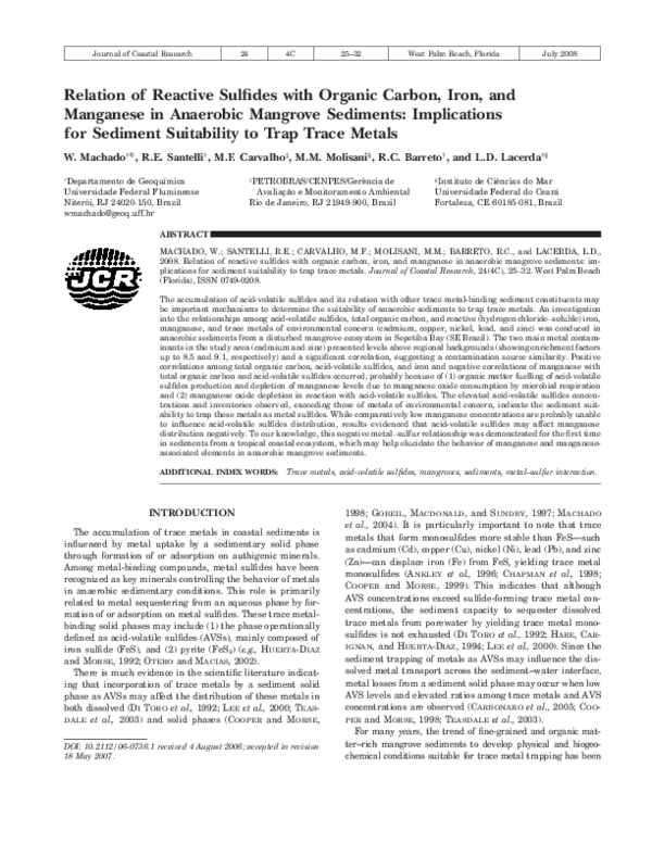(PDF) Relation of Reactive Sulfides with Organic Carbon, Iron, and ...