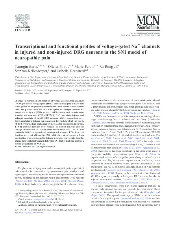(PDF) Modulations of Nav1.8 and Nav1.9 Channels in Monosodium Urate ...