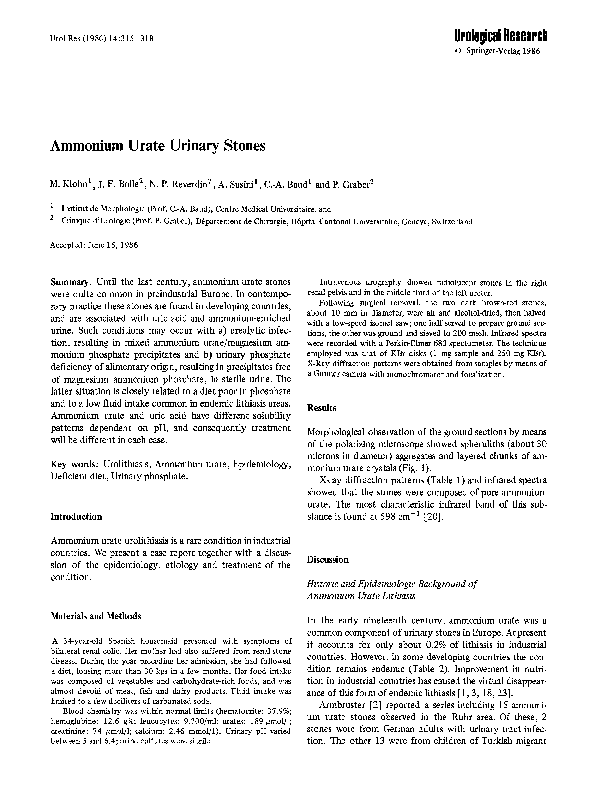 (PDF) Ammonium urate urinary stones
