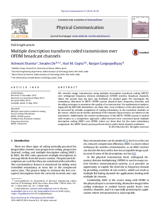 Pdf Optimizing Multiple Description Transform Coding Mdtc Over Ofdm