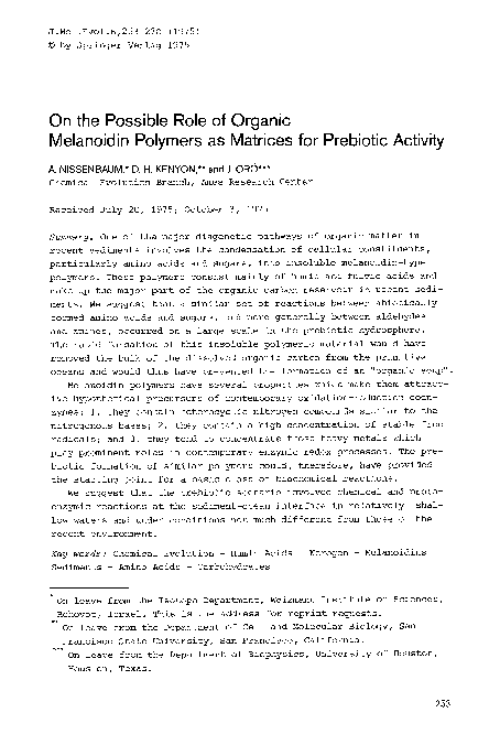 (PDF) On the possible role of organic melanoidin polymers as matrices ...