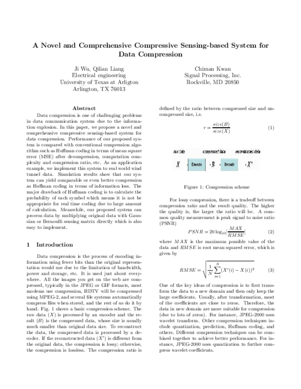 Pdf A Novel And Comprehensive Compressive Sensing Based System For Data Compression