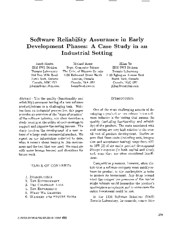 (PDF) Software reliability assurance in early development phases: a ...