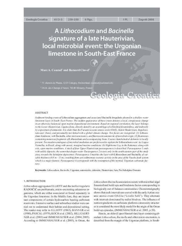(PDF) A Lithocodiumand Bacinella signature of a late Hauterivian, local ...