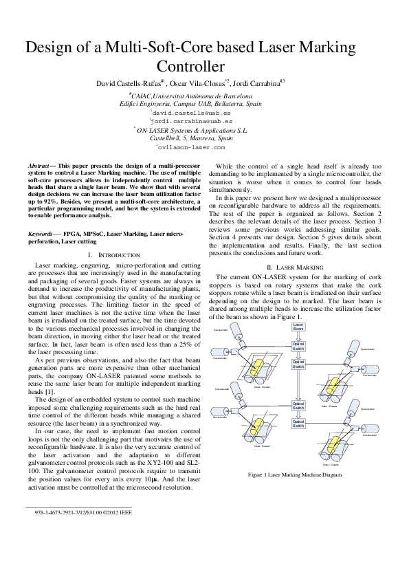(PDF) Design of a multi-soft-core based Laser Marking controller