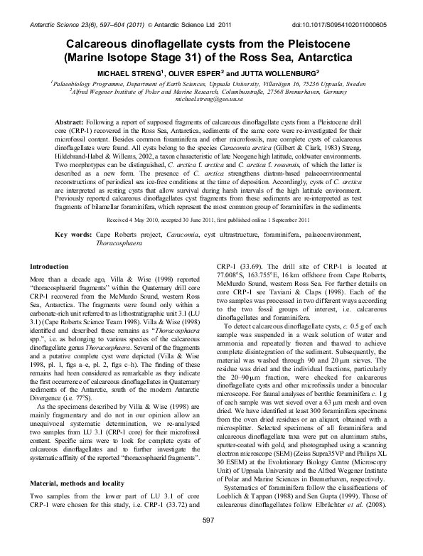 (PDF) Calcareous dinoflagellate cysts from the Pleistocene (Marine ...