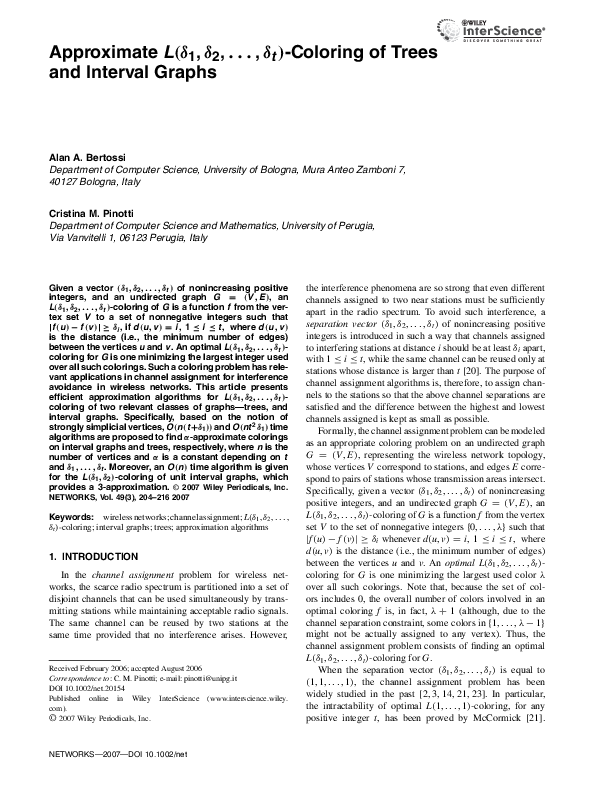 (PDF) ApproximateL(δ1,δ2,…,δt)-coloring of trees and interval graphs