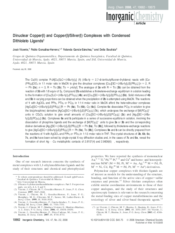 (PDF) Dinuclear Copper(I) and Copper(I)/Silver(I) Complexes with ...
