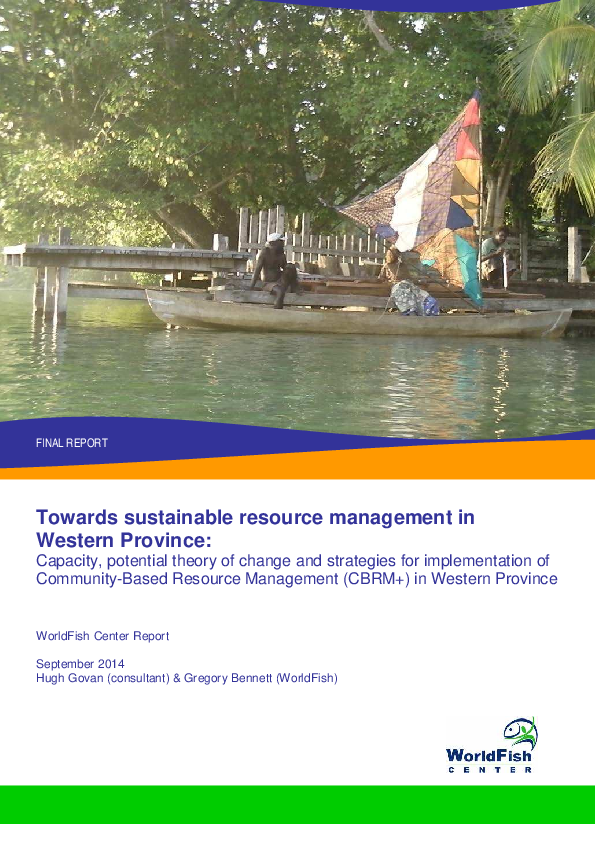 (PDF) Towards sustainable resource management in Western Province ...