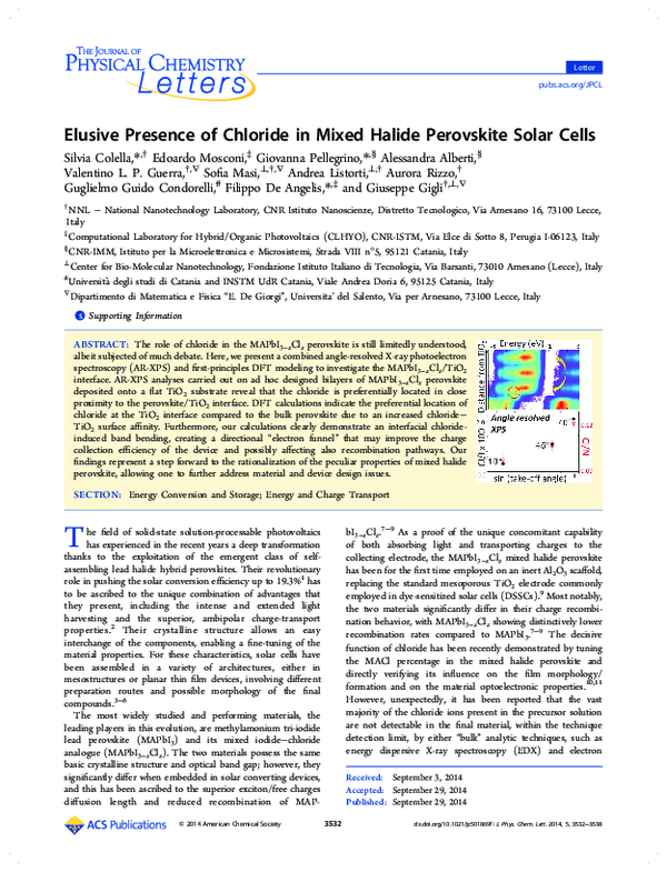 (PDF) Elusive Presence of Chloride in Mixed Halide Perovskite Solar Cells