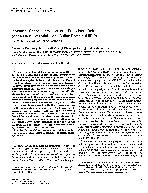 (PDF) Isolation, Characterization, and Functional Role of the High ...
