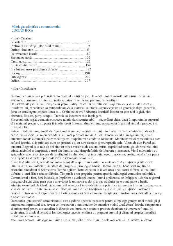 (PDF) Mitologia ştiinţifică a comunismului LUCIAN BOIA | Dragos Cara ...