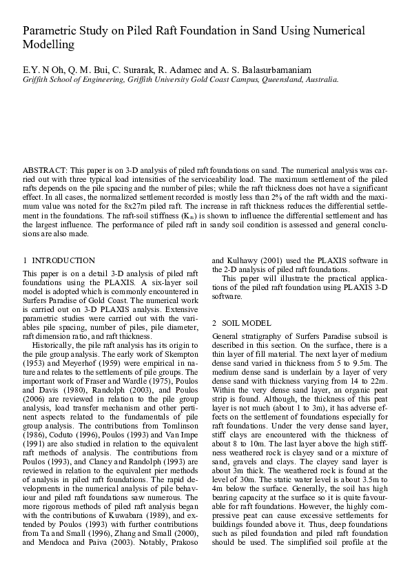 (PDF) Parametric Study on Piled Raft Foundation in Sand Using Numerical Modelling