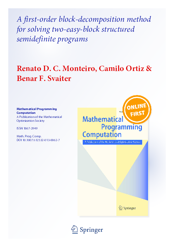 Pdf A First Order Block Decomposition Method For Solving Two Easy Block Structured