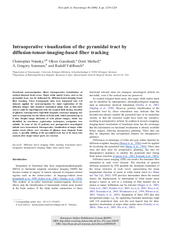 (PDF) Intraoperative visualization of the pyramidal tract by diffusion ...
