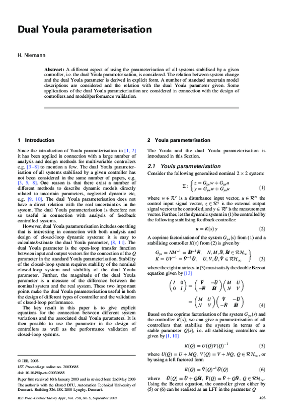 (PDF) Dual Youla parameterisation