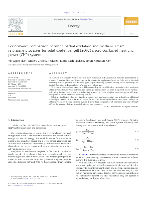 (PDF) Performance comparison between partial oxidation and methane steam reforming processes for ...
