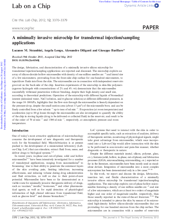 (PDF) A minimally invasive microchip for transdermal injection/sampling ...