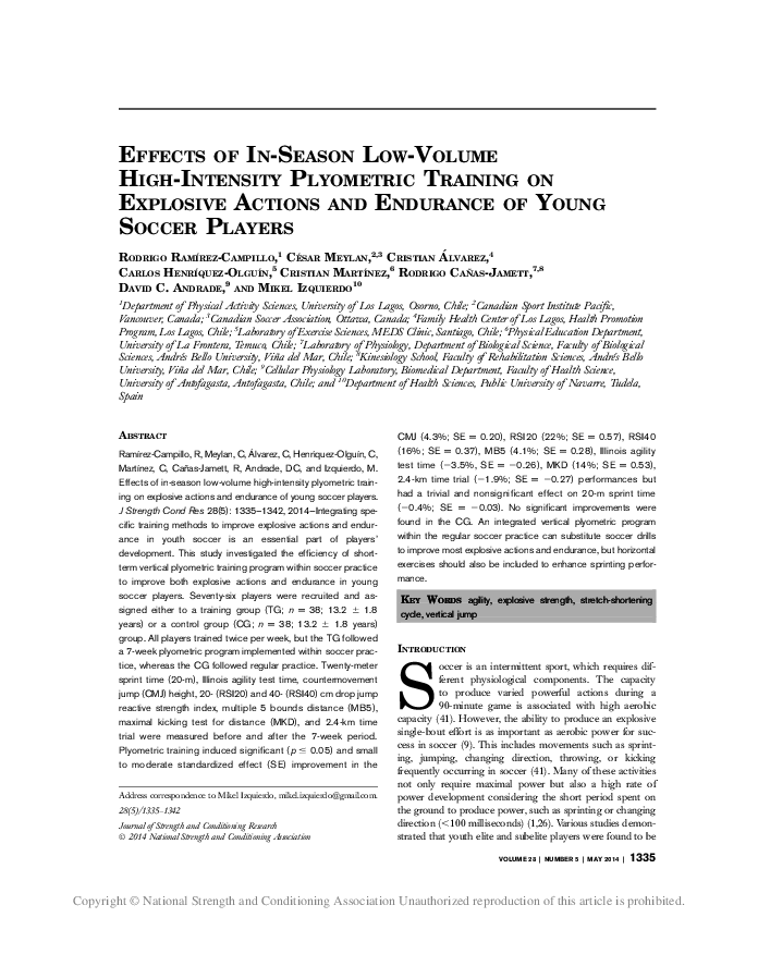 (PDF) Effects of In-Season Low-Volume High-Intensity Plyometric ...