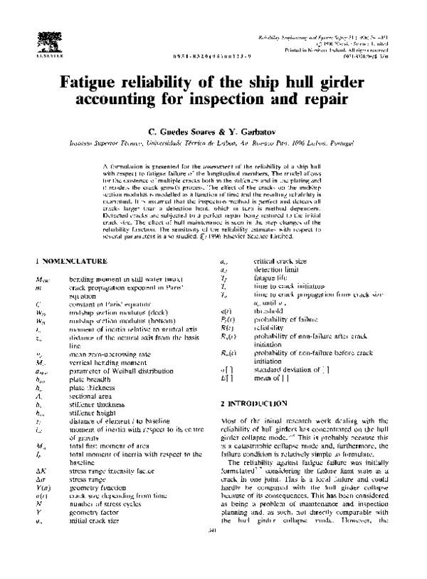 (PDF) Fatigue reliability of the ship hull girder accounting for inspection and repair