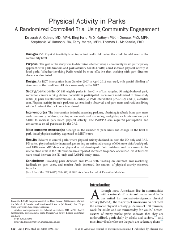 (PDF) Physical Activity in Parks