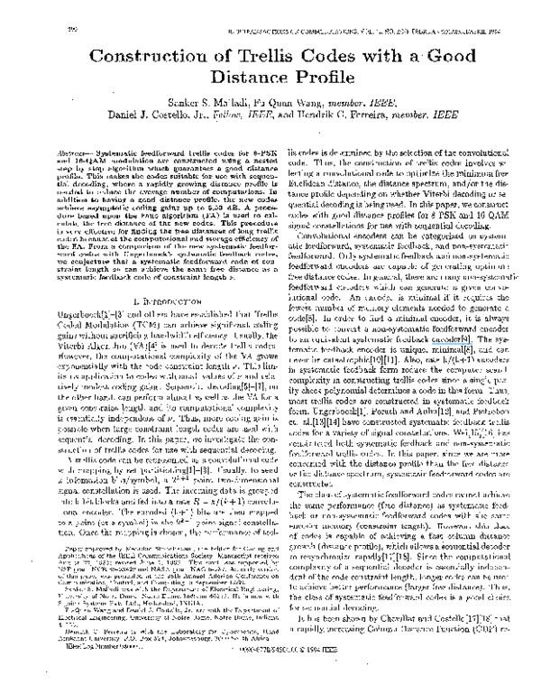 (PDF) Construction of trellis codes with a good distance profile