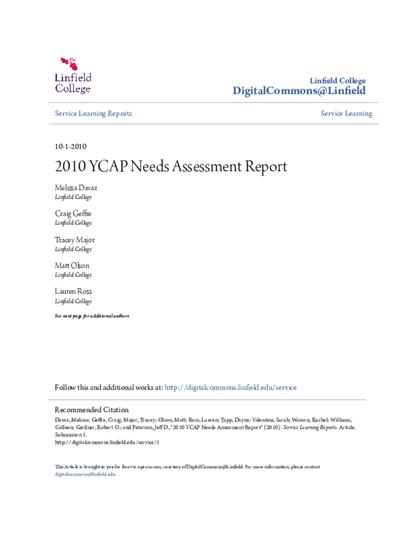(PDF) 2010 YCAP Needs Assessment Report