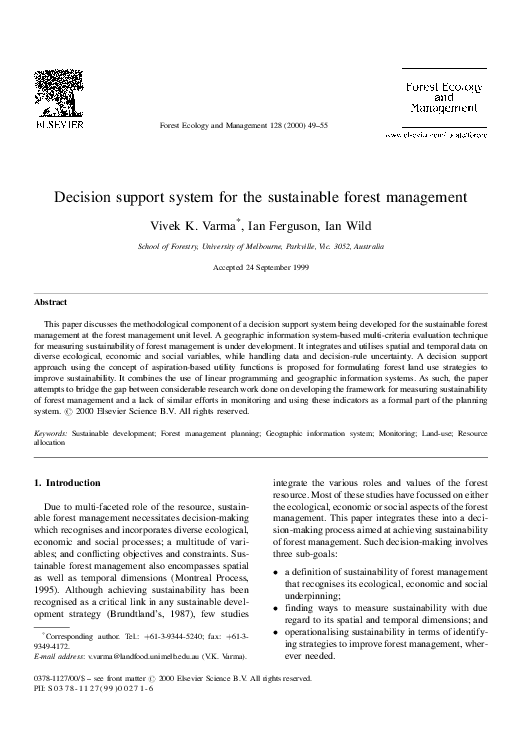 (PDF) Decision Support System for sustainable forest management based ...