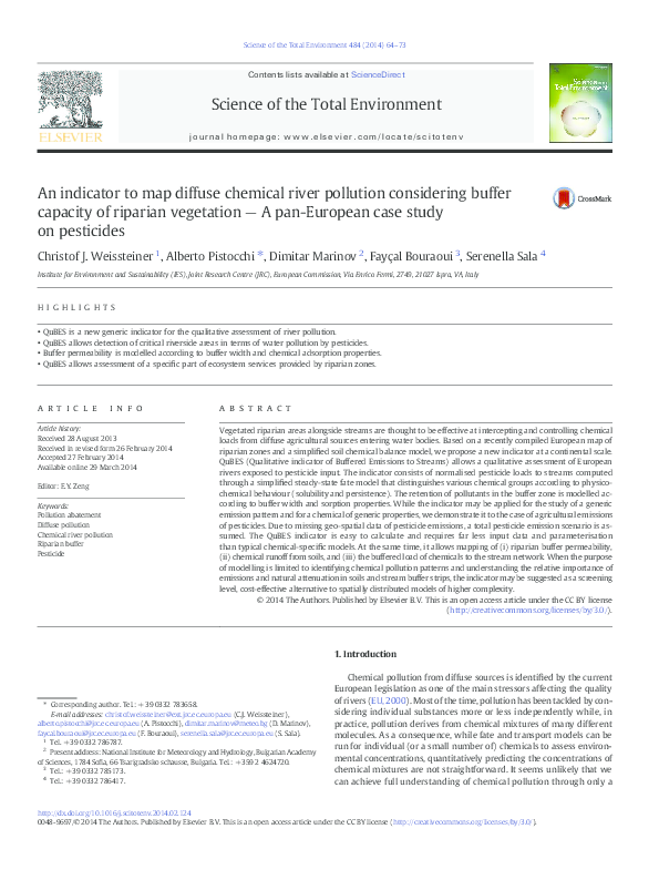 Pdf An Indicator To Map Diffuse Chemical River Pollution Considering Buffer Capacity Of