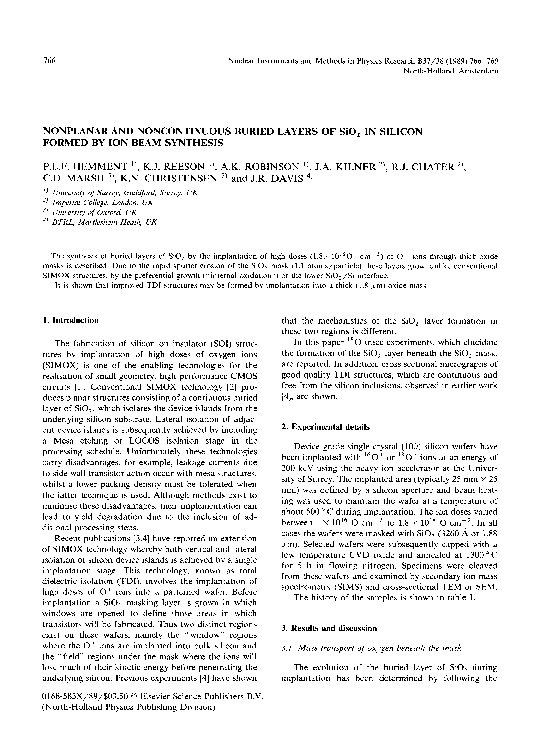 (PDF) Nonplanar and noncontinuous buried layers of SiO2 in silicon ...