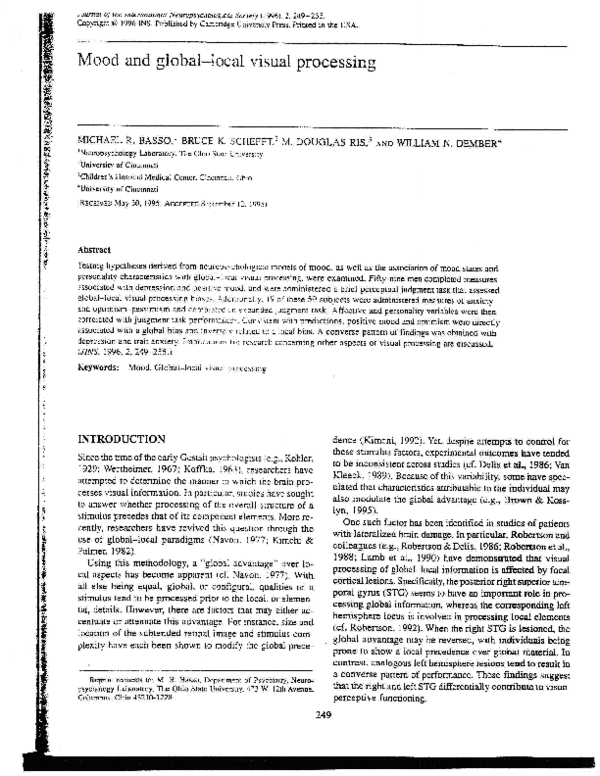 (PDF) Mood and global-local visual processing