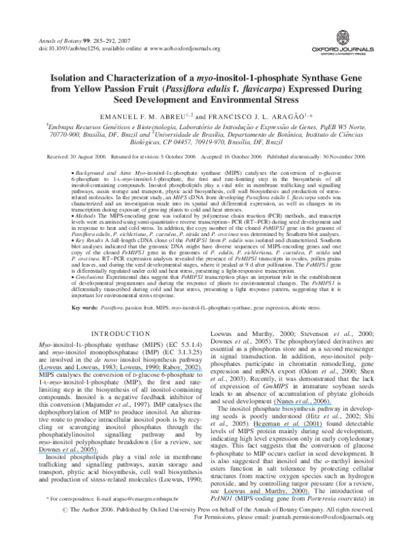 (PDF) Isolation and Characterization of a myo-inositol-1-phosphate Synthase Gene from Yellow ...