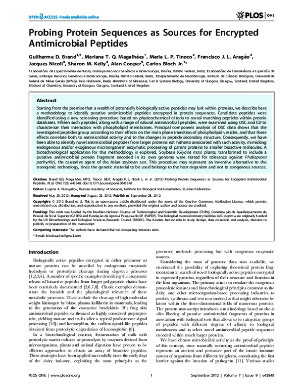 (PDF) Probing Protein Sequences as Sources for Encrypted Antimicrobial ...