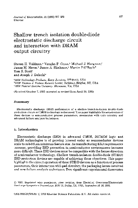 (PDF) Shallow trench isolation double-diobe electrostatic discharge circuit and interaction with ...