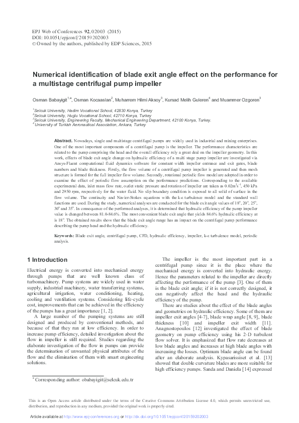 (PDF) Numerical identification of blade exit angle effect on the performance for a multistage ...