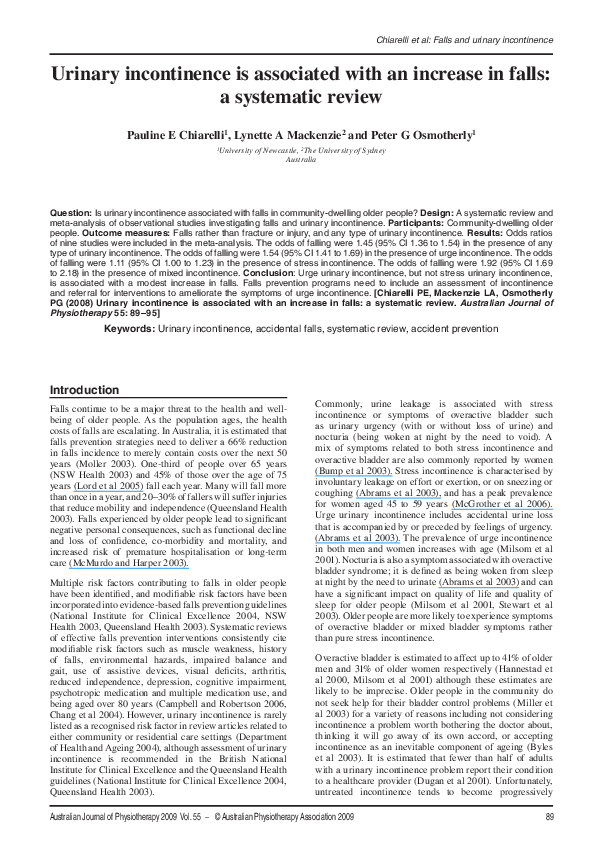 (PDF) Urinary incontinence is associated with an increase in falls: a ...