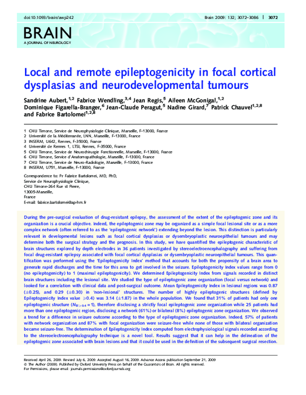 (PDF) Local and remote epileptogenicity in focal cortical dysplasias and neurodevelopmental tumours
