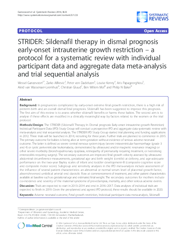 (PDF) STRIDER: Sildenafil therapy in dismal prognosis early-onset intrauterine growth ...