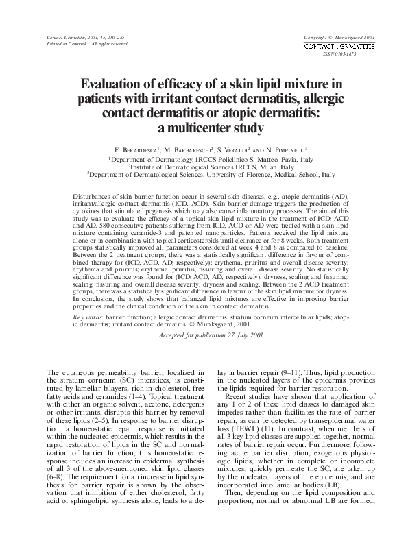 (PDF) Evaluation of efficacy of a skin lipid mixture in patients with ...