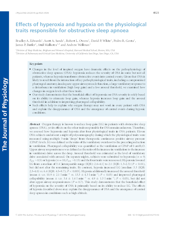 (PDF) Effects of hyperoxia and hypoxia on the physiological traits ...