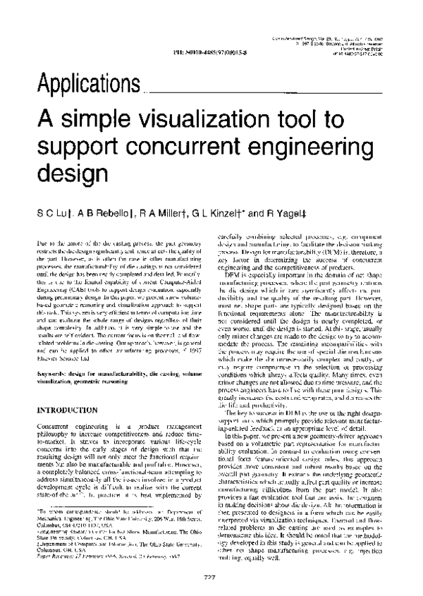 (PDF) A simple visualization tool to support concurrent engineering design