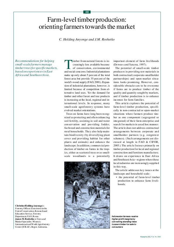 (PDF) Farm-level timber production: orienting farmers towards the ...