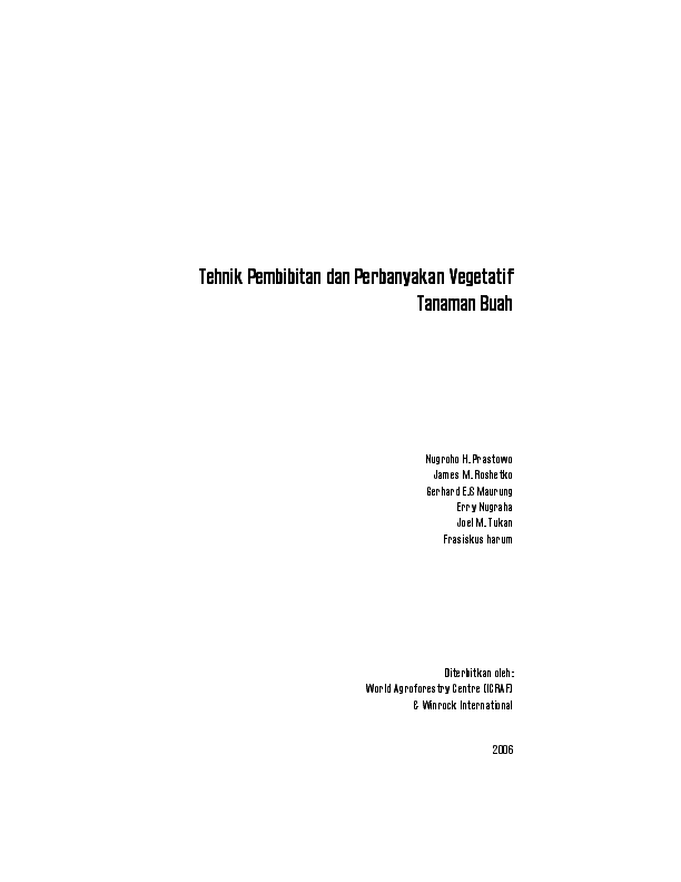 (PDF) Tehnik Pembibitan dan Perbanyakan Vegetatif Tanaman Buah (PDF) Tehnik Pembibitan dan Perbanyakan Vegetatif Tanaman Buah