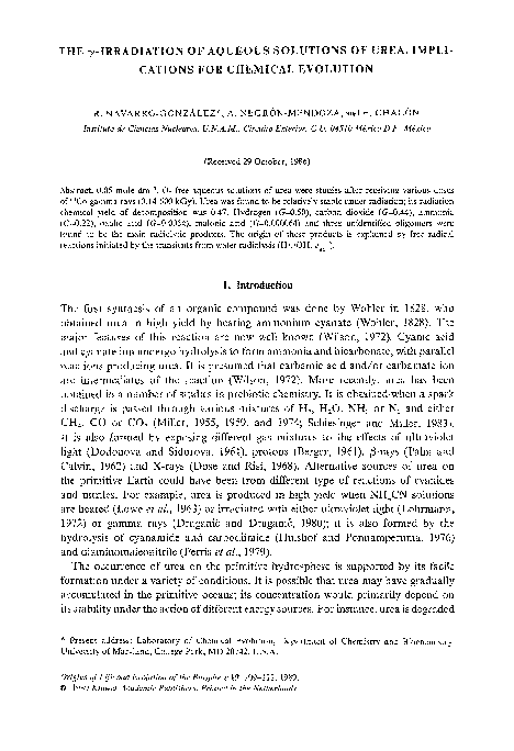 (PDF) The gamma-irradiation of urea solutions-Radiólisis gama de la ...