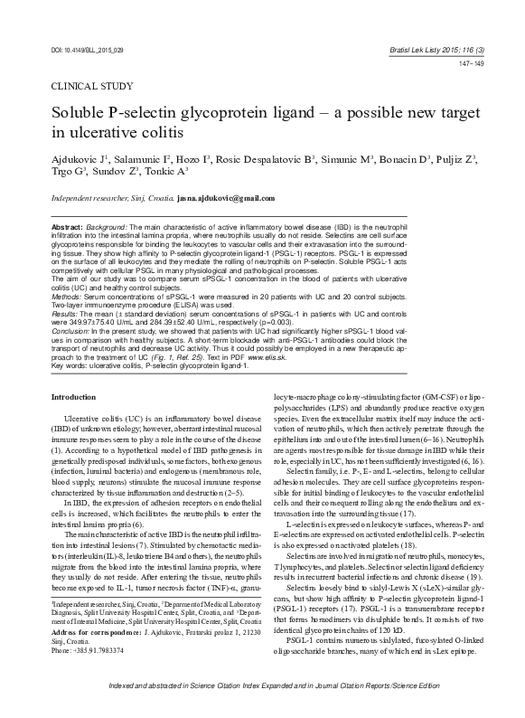 (PDF) Soluble P-selectin glycoprotein ligand – a possible new target in ...