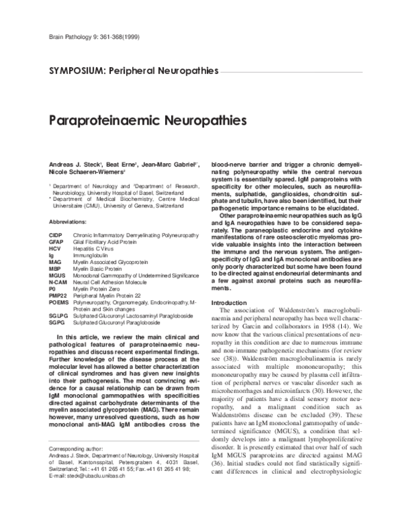 (PDF) Paraproteinaemic Neuropathies
