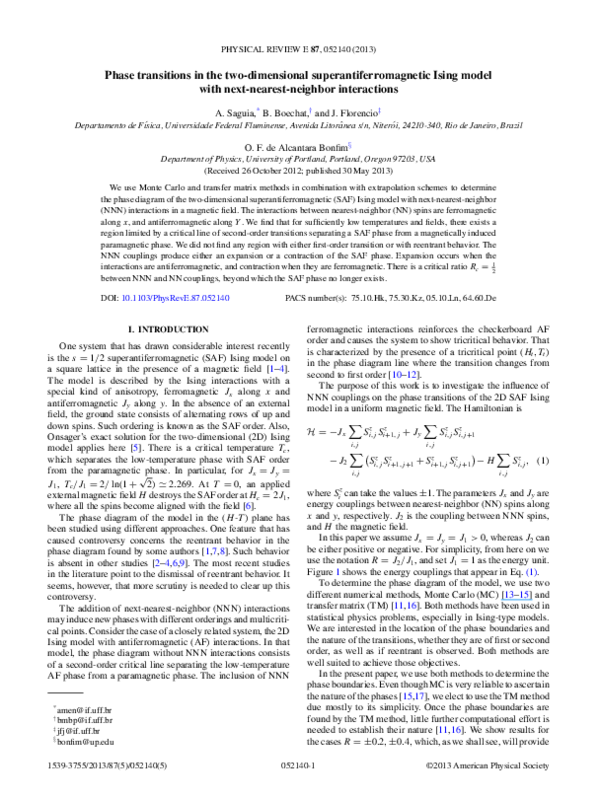 (PDF) Phase transitions in the two-dimensional superantiferromagnetic Ising model with next ...