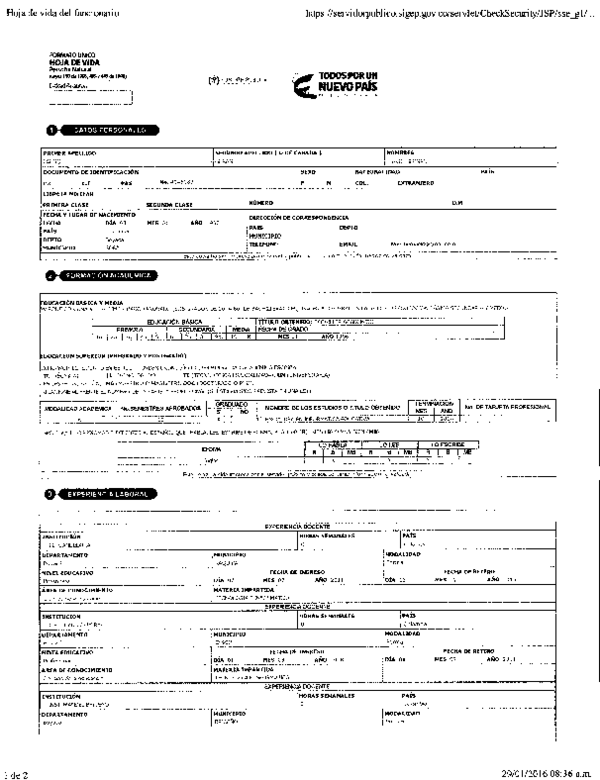 Pdf 1 Formato Unico Hoja De Vida Pdf Flavio Hernan Largo Duran